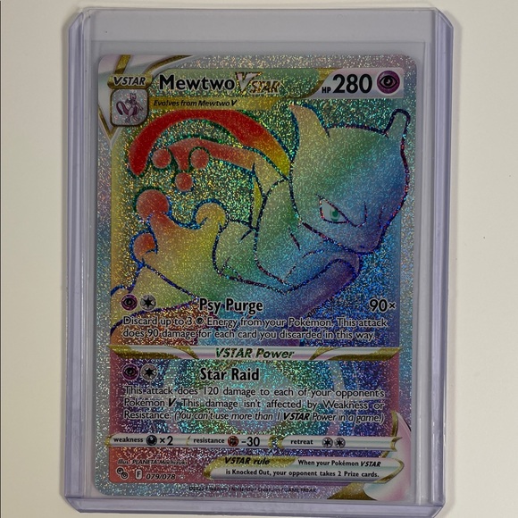 Pokemon | Toys | Pokemon Mewtwo Vstar Trading Card Rainbow Holographic ...